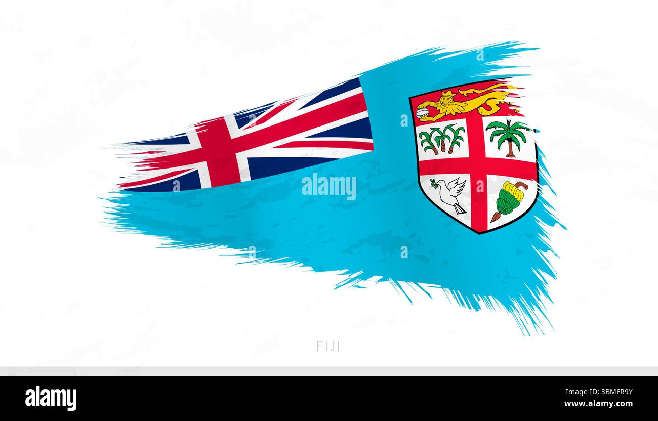 Fiji National Flag with Textured Brush Strokes. Artistic Brush Stroke ...
