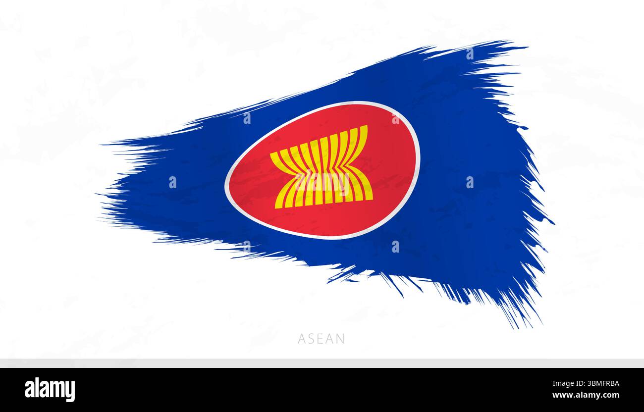 ASEAN National Flag with Textured Brush Strokes. Artistic Brush Stroke ...
