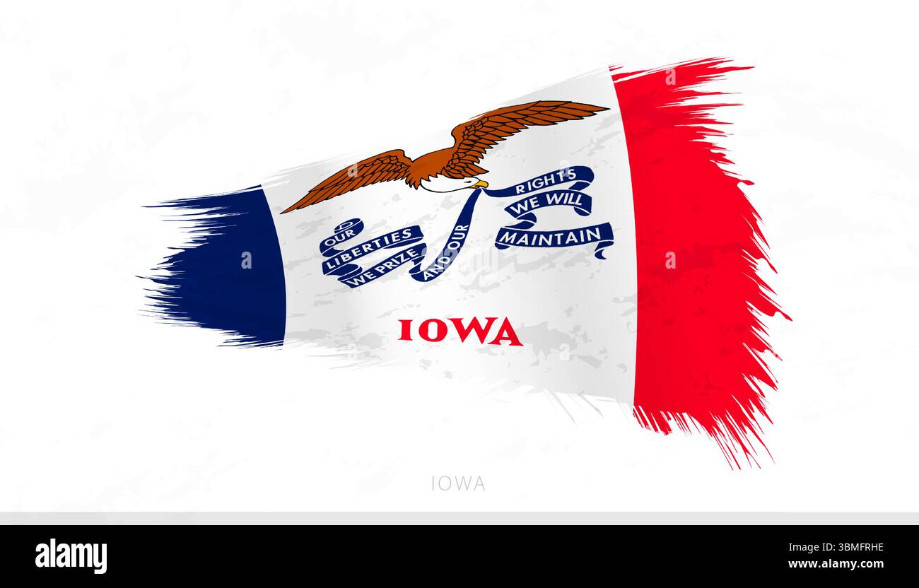 Iowa National Flag with Textured Brush Strokes. Artistic Brush Stroke ...