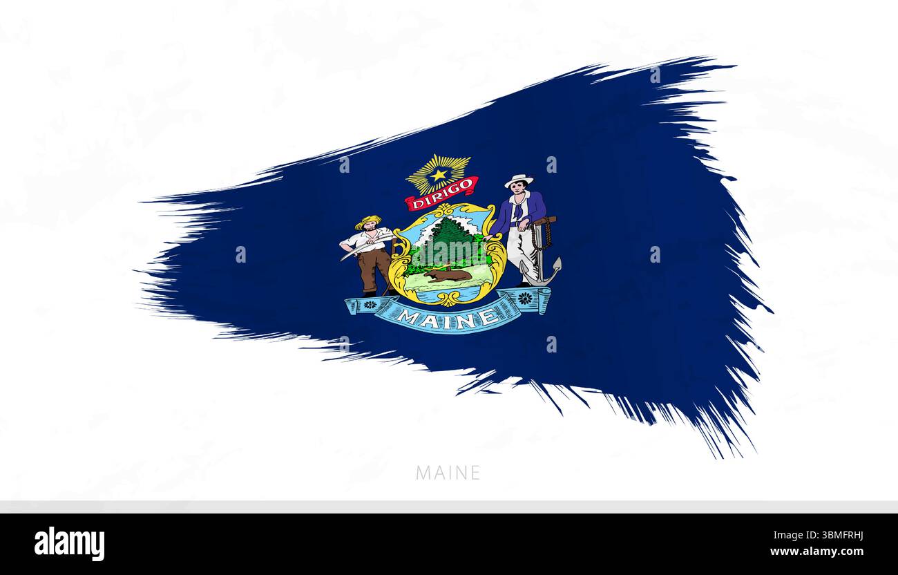 Maine National Flag with Textured Brush Strokes. Artistic Brush Stroke ...
