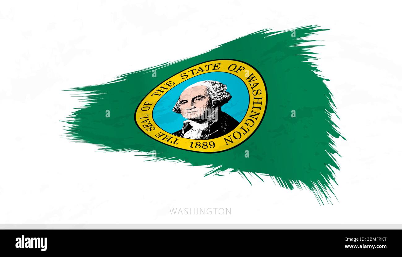 Washington National Flag with Textured Brush Strokes. Artistic Brush ...