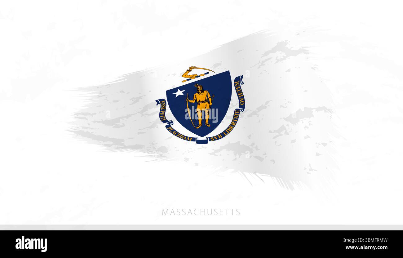 Massachusetts National Flag with Textured Brush Strokes. Artistic Brush ...