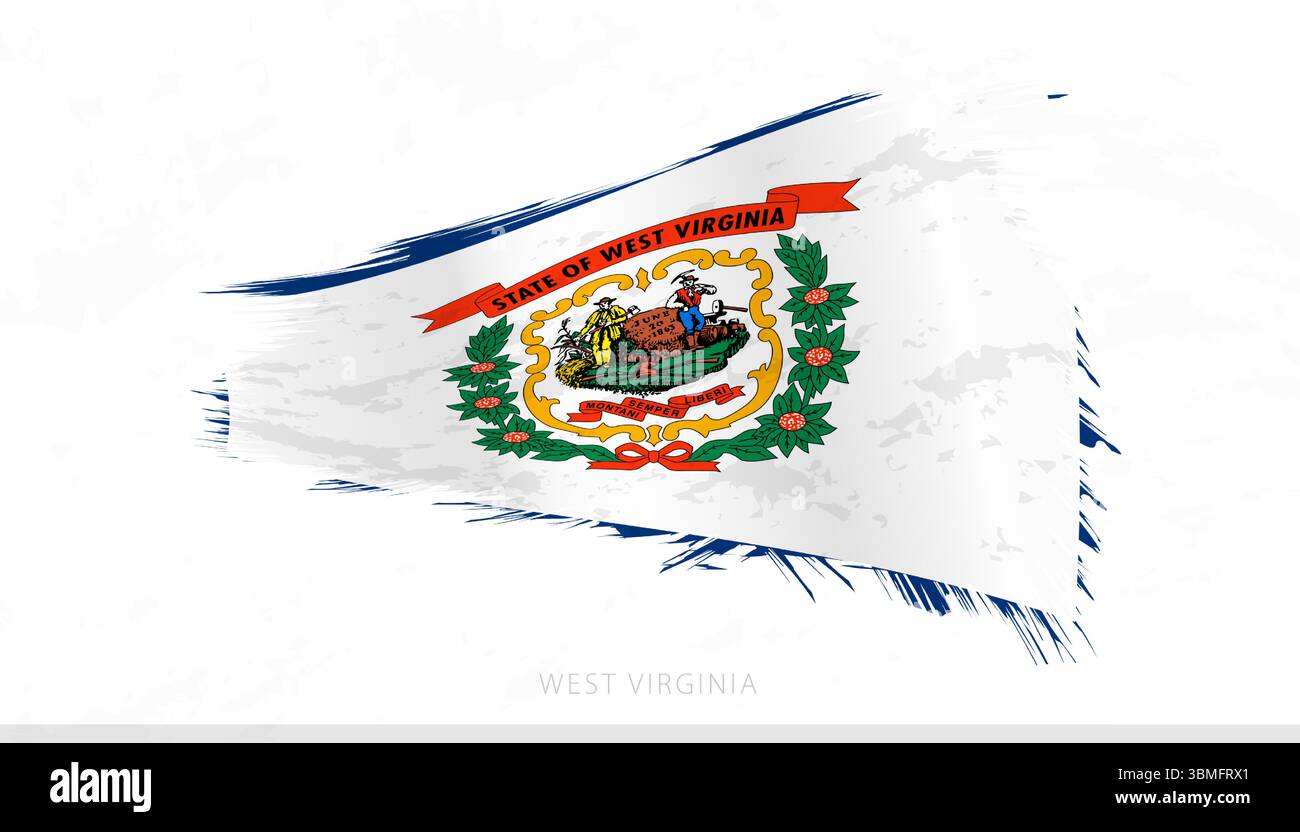 West Virginia National Flag with Textured Brush Strokes. Artistic Brush ...