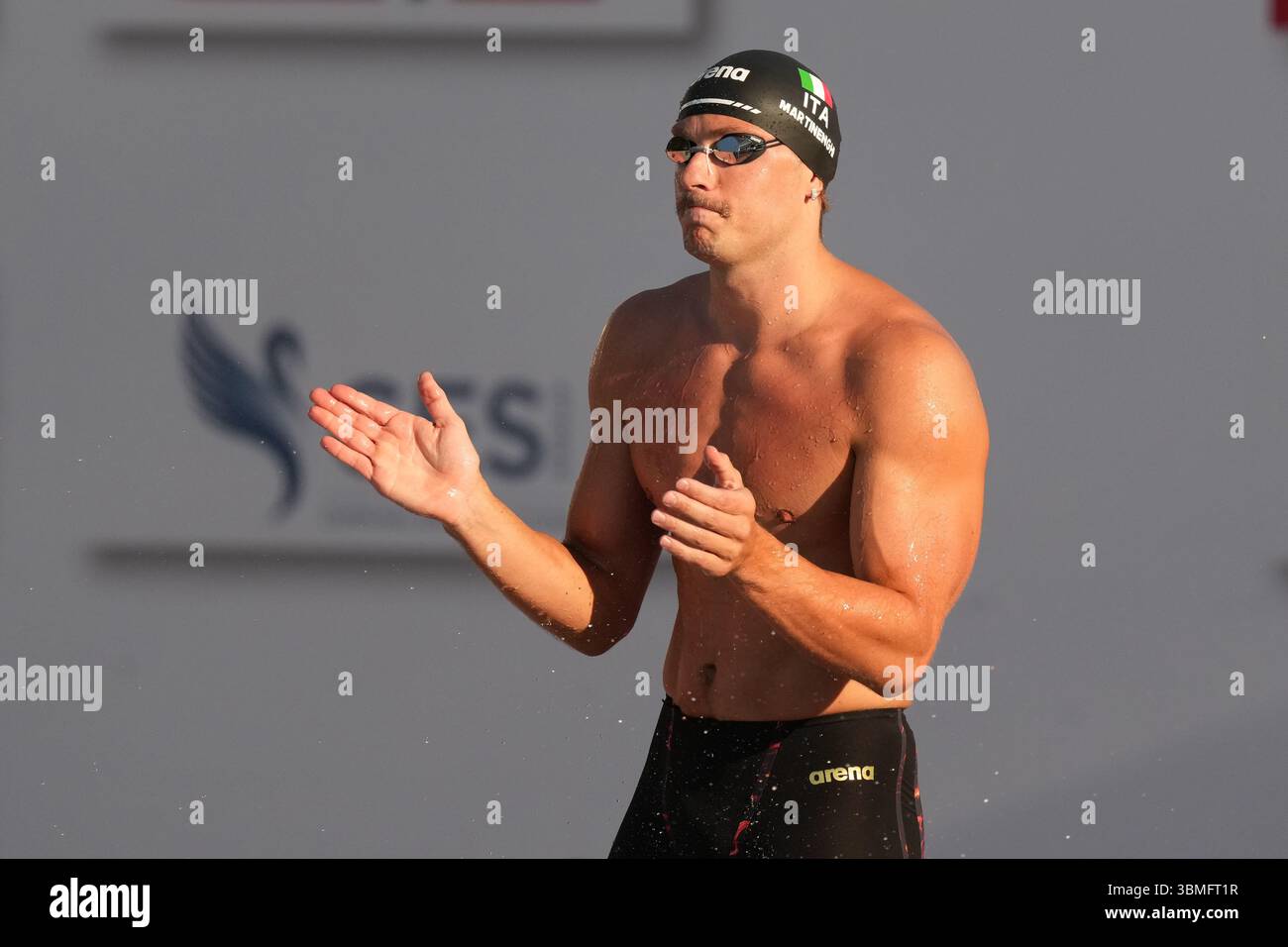 Nicolo' Martinenghi of Italy competes on Men 100m Breastroke heats ...