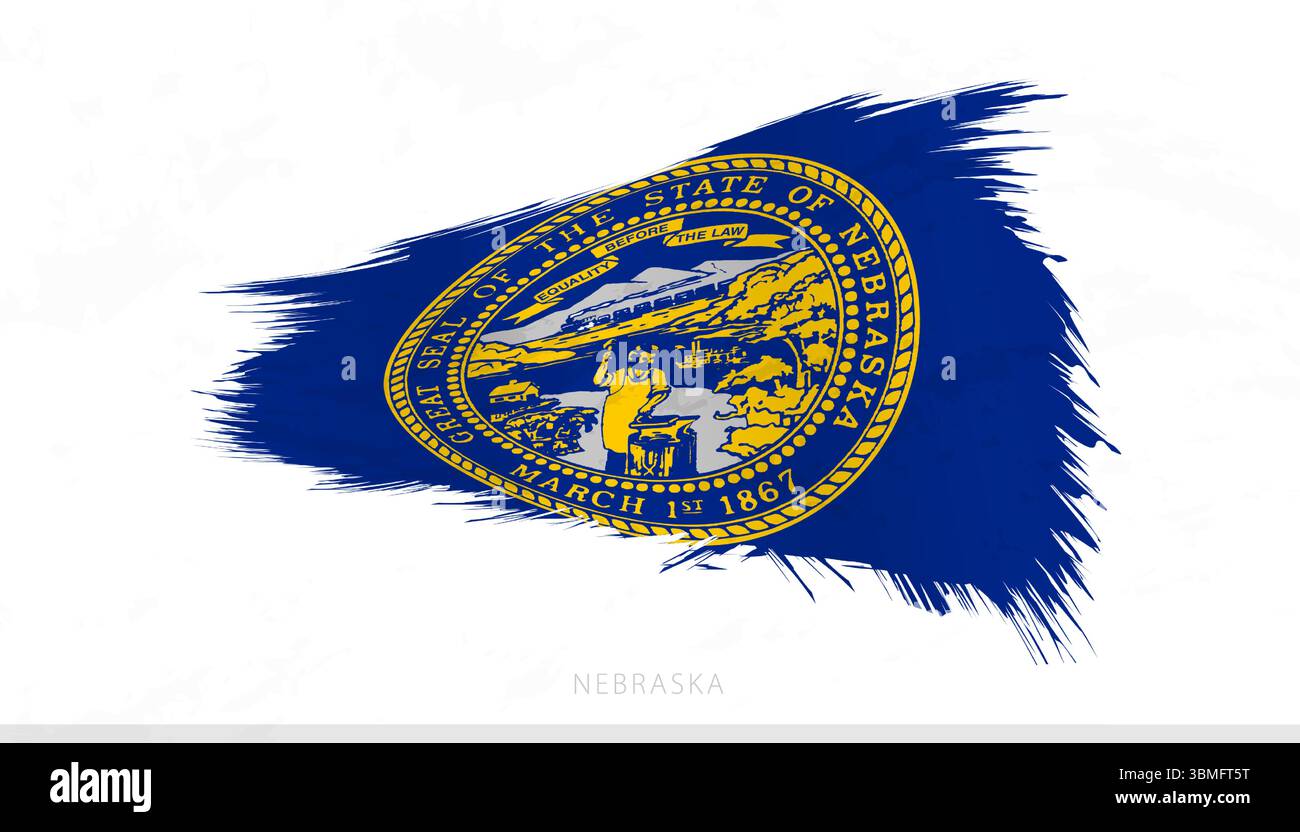 Nebraska National Flag with Textured Brush Strokes. Artistic Brush ...