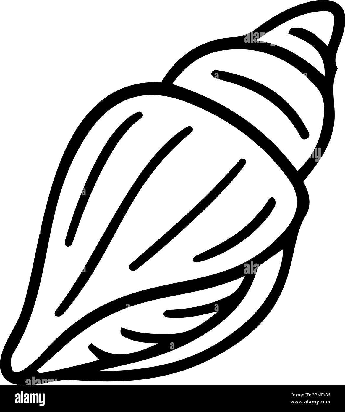 A minimal, hand drawn, line vector icon of a seashell. This simple ...