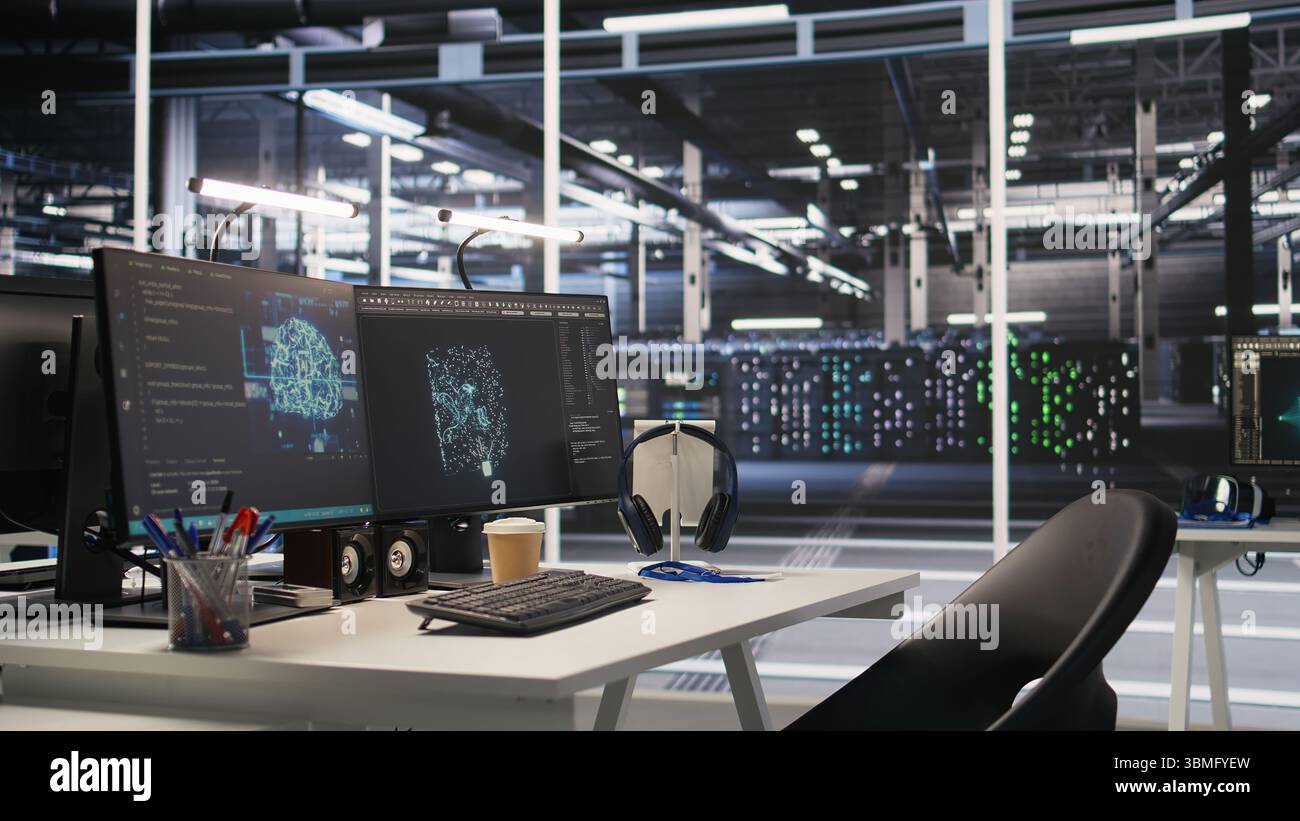 Server hub PC screens tracking rackmounts processing large scale machine learning datasets for ...