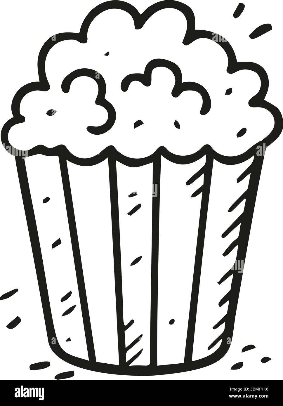 Cartoon style vector shows a container full of popcorn. The food is ...