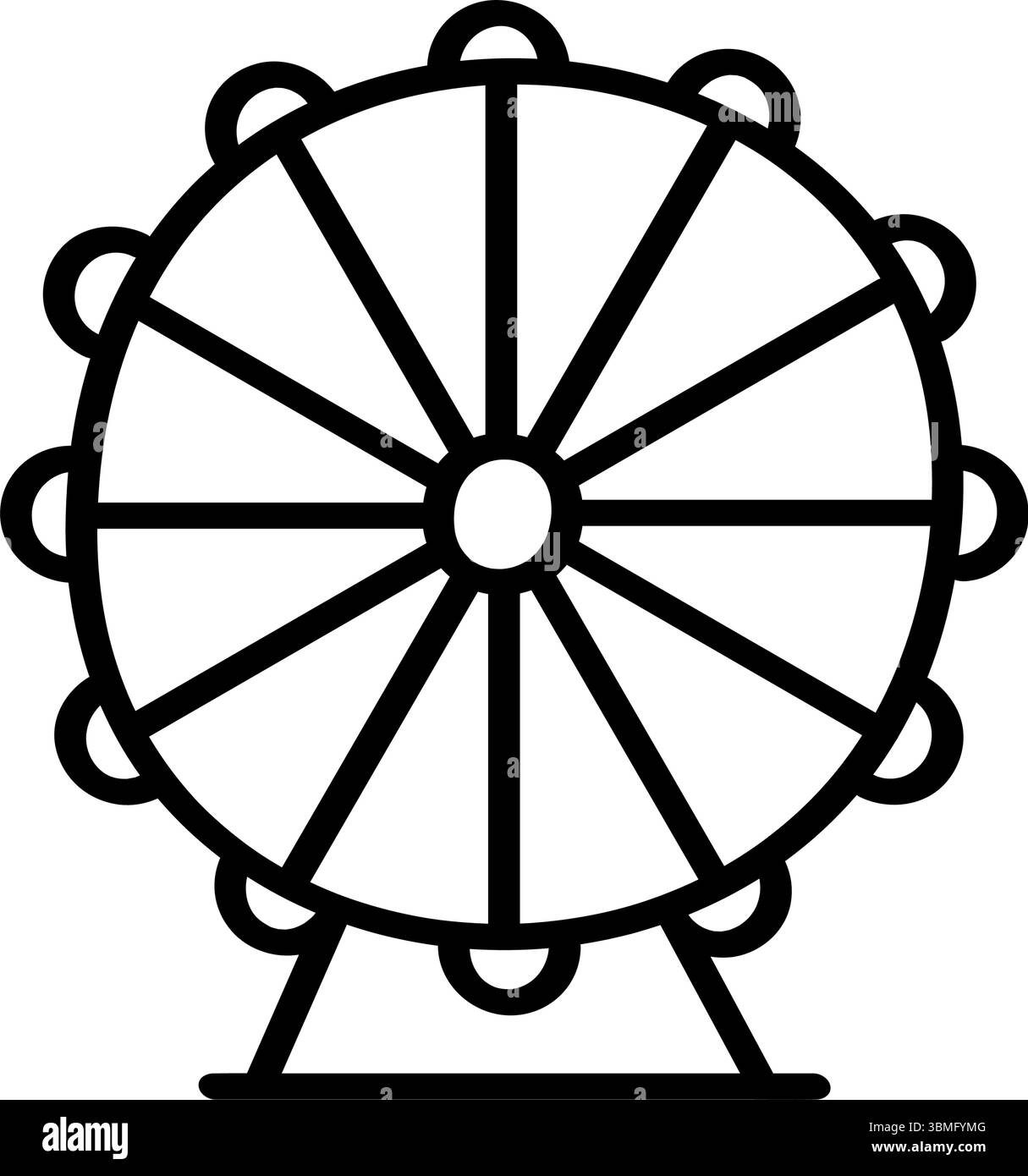 A basic line drawing depicts a Ferris wheel. The amusement park ride is ...