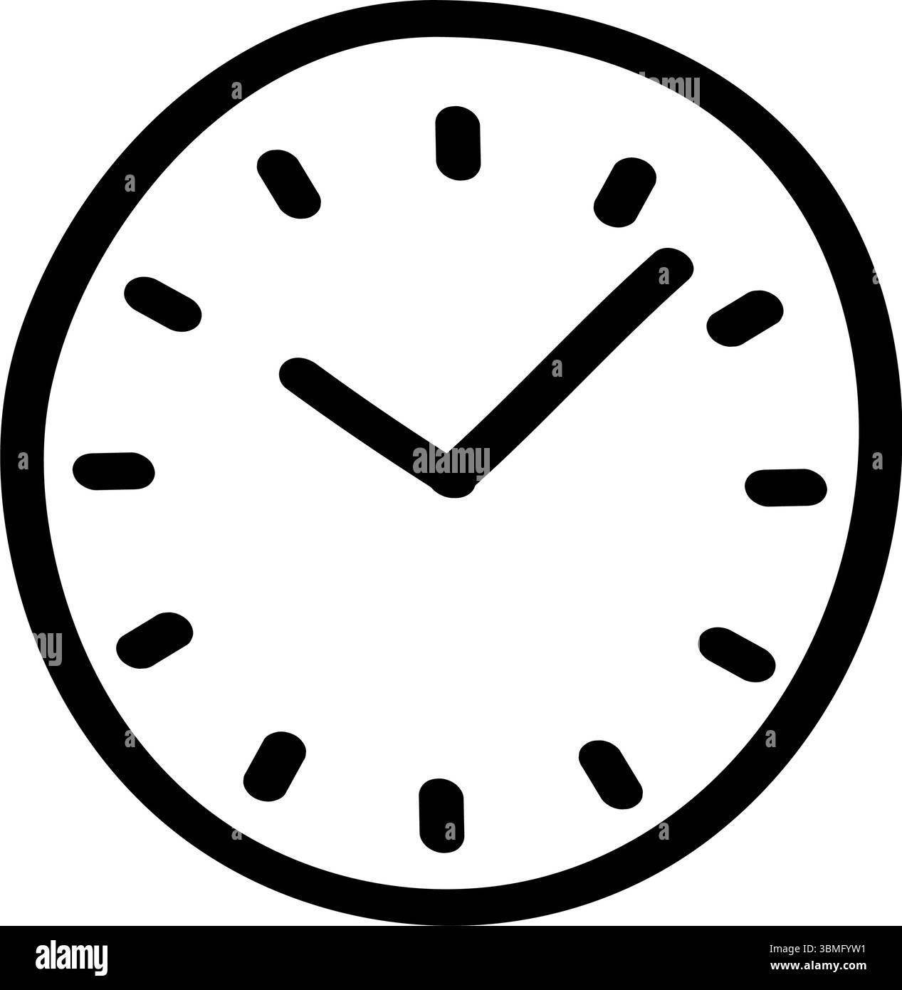 A hand drawn doodle of a clock is presented. The vector graphic shows ...