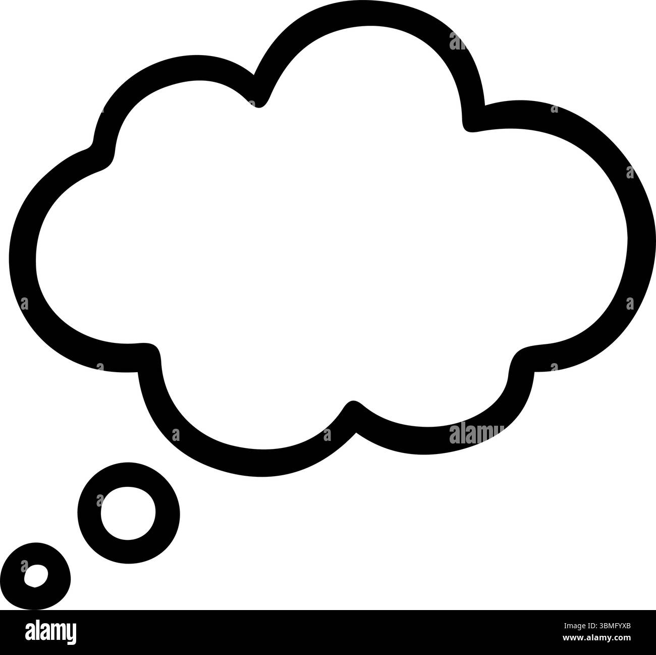 Black outline of a simple thought cloud with connected bubbles trailing ...