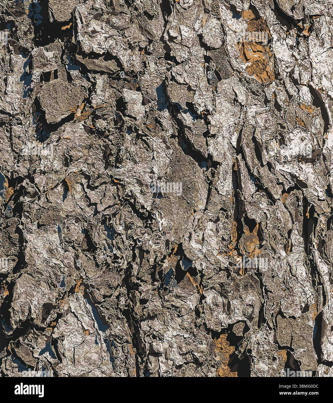 Vector illustration of Rowan bark close-up. Texture of the trunk of ...