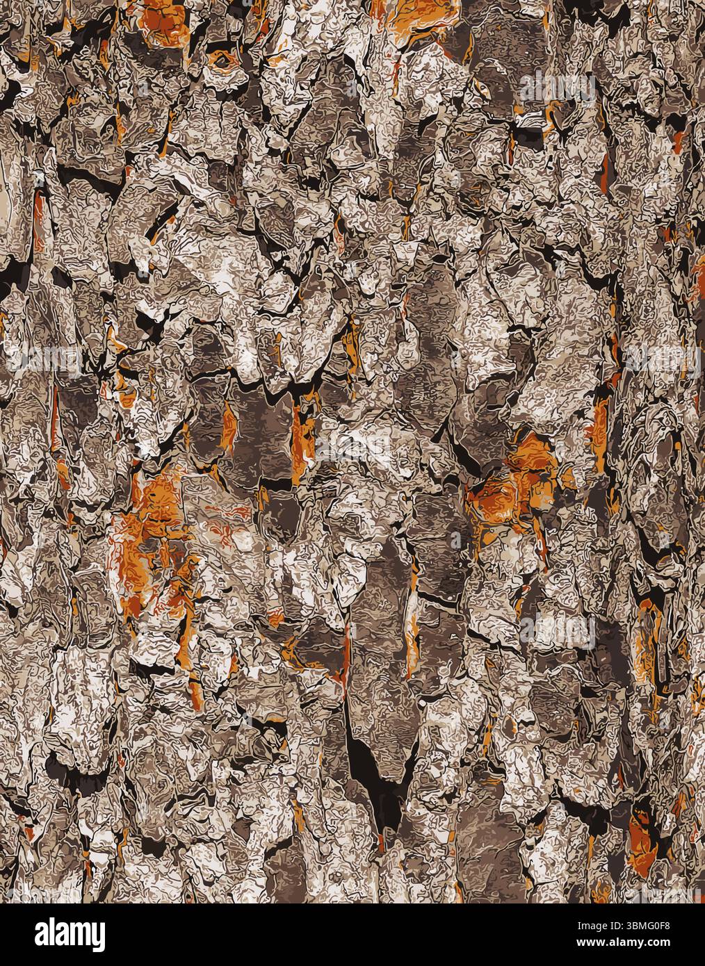 Vector illustration of Rowan bark close-up. Texture of trunk of Sorbus ...