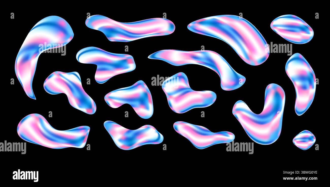 Chrome liquid blobs in holographic hi-res stock photography and images ...
