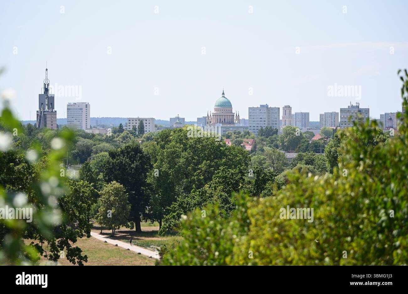 26 June 2025, Brandenburg, Potsdam: Opposite the Flatow Tower in ...