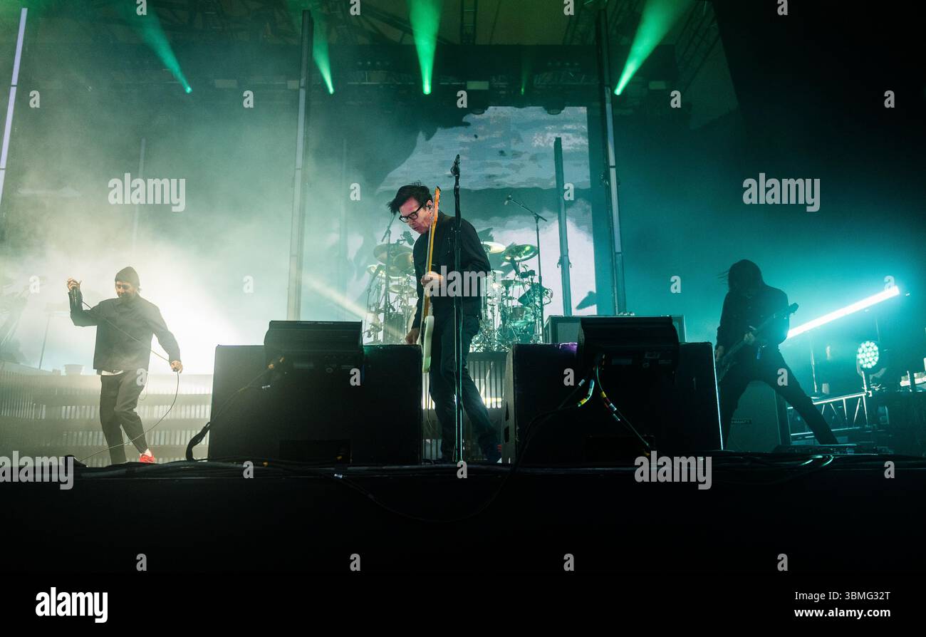 Deftones is an American alternative metal band performing live on the ...