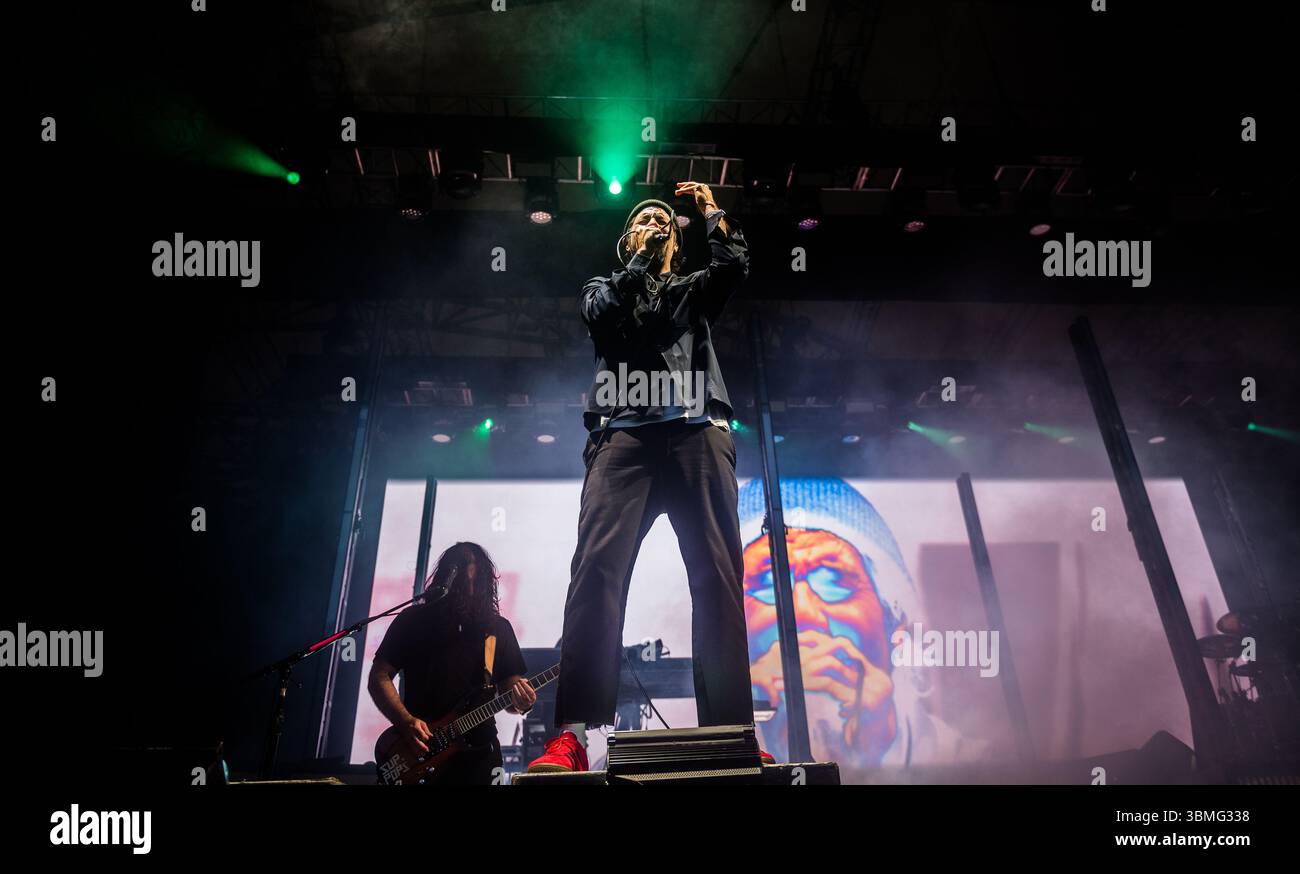 Deftones is an American alternative metal band performing live on the ...