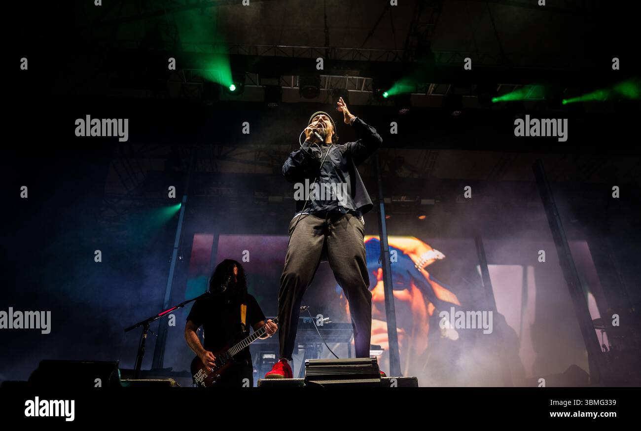 Deftones is an American alternative metal band performing live on the ...