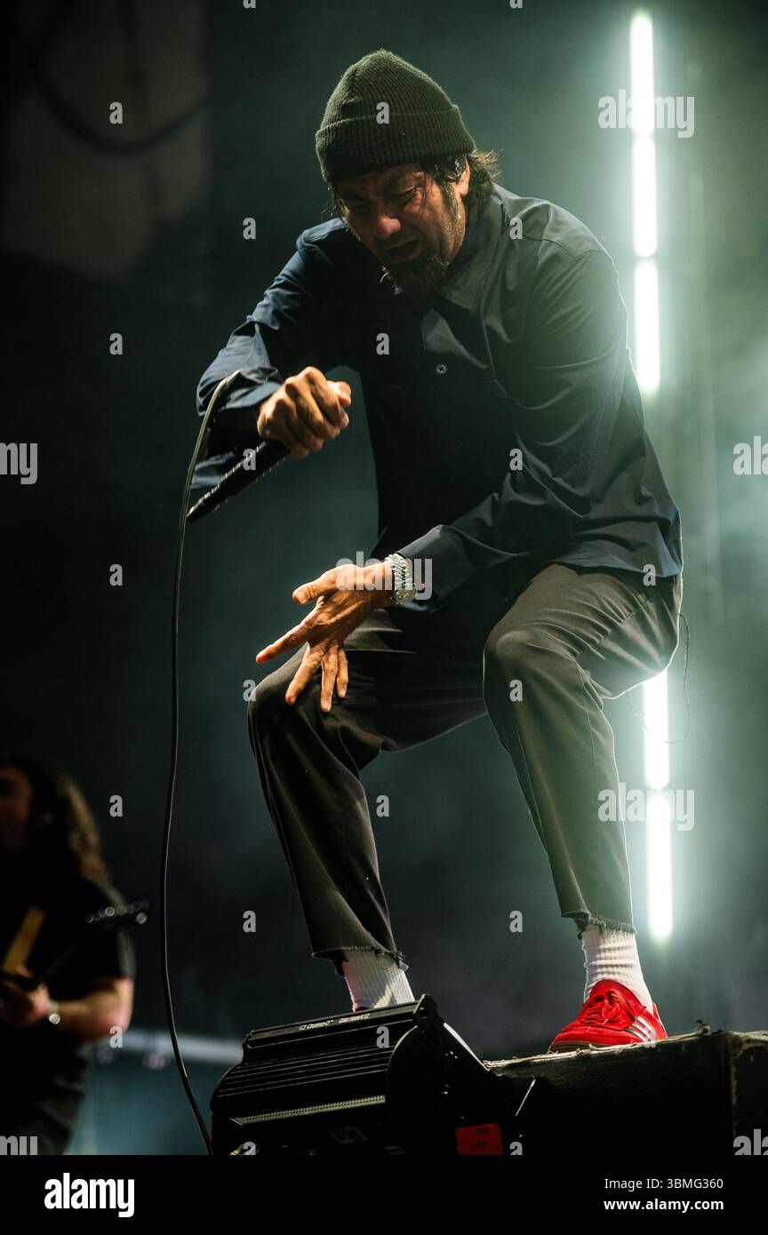Deftones is an American alternative metal band performing live on the ...