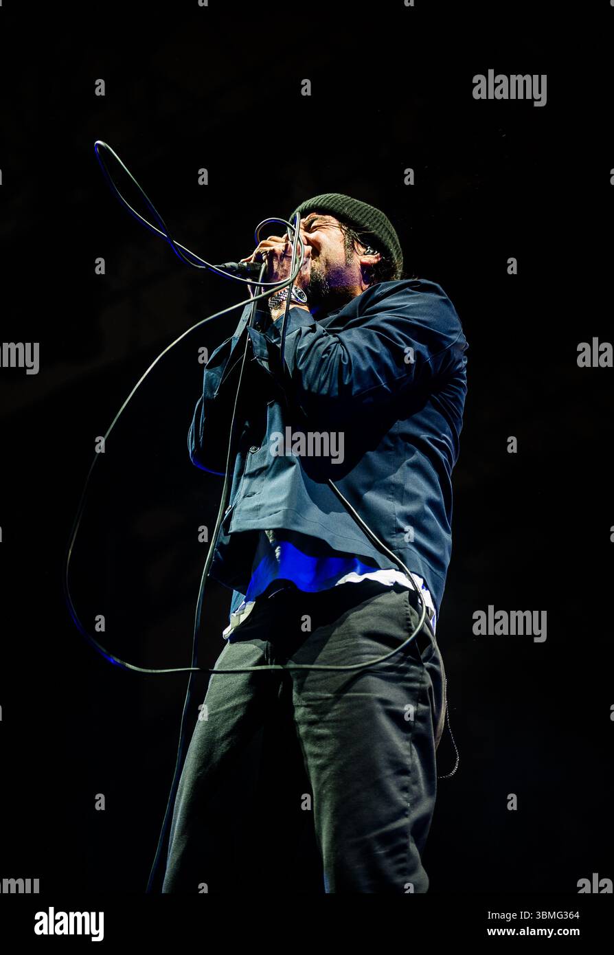Deftones is an American alternative metal band performing live on the ...