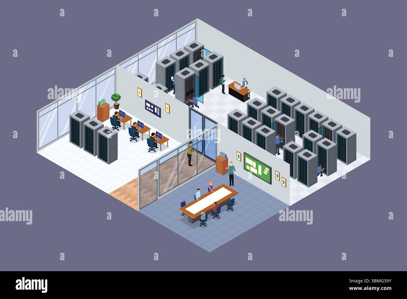 A vector illustration of Isometric of a Data Center Technology Stock ...