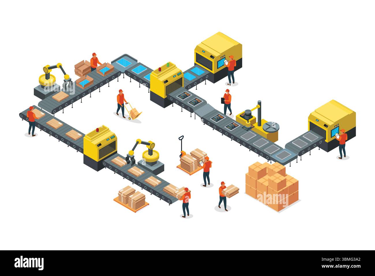 A vector illustration of Isometric Packaging Shipping Order Fulfillment ...