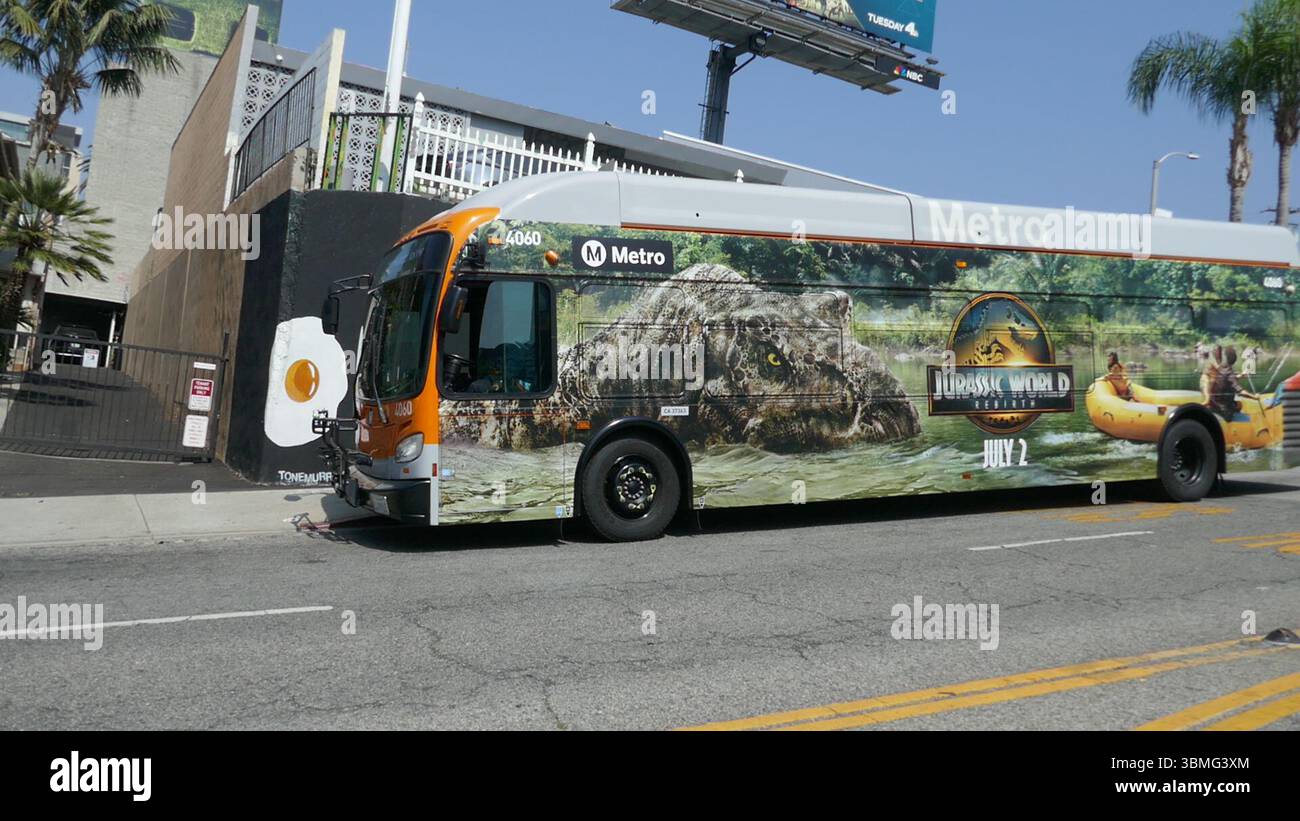 Los Angeles, California, USA 26th June 2025 Jurassic World Rebirth Bus ...