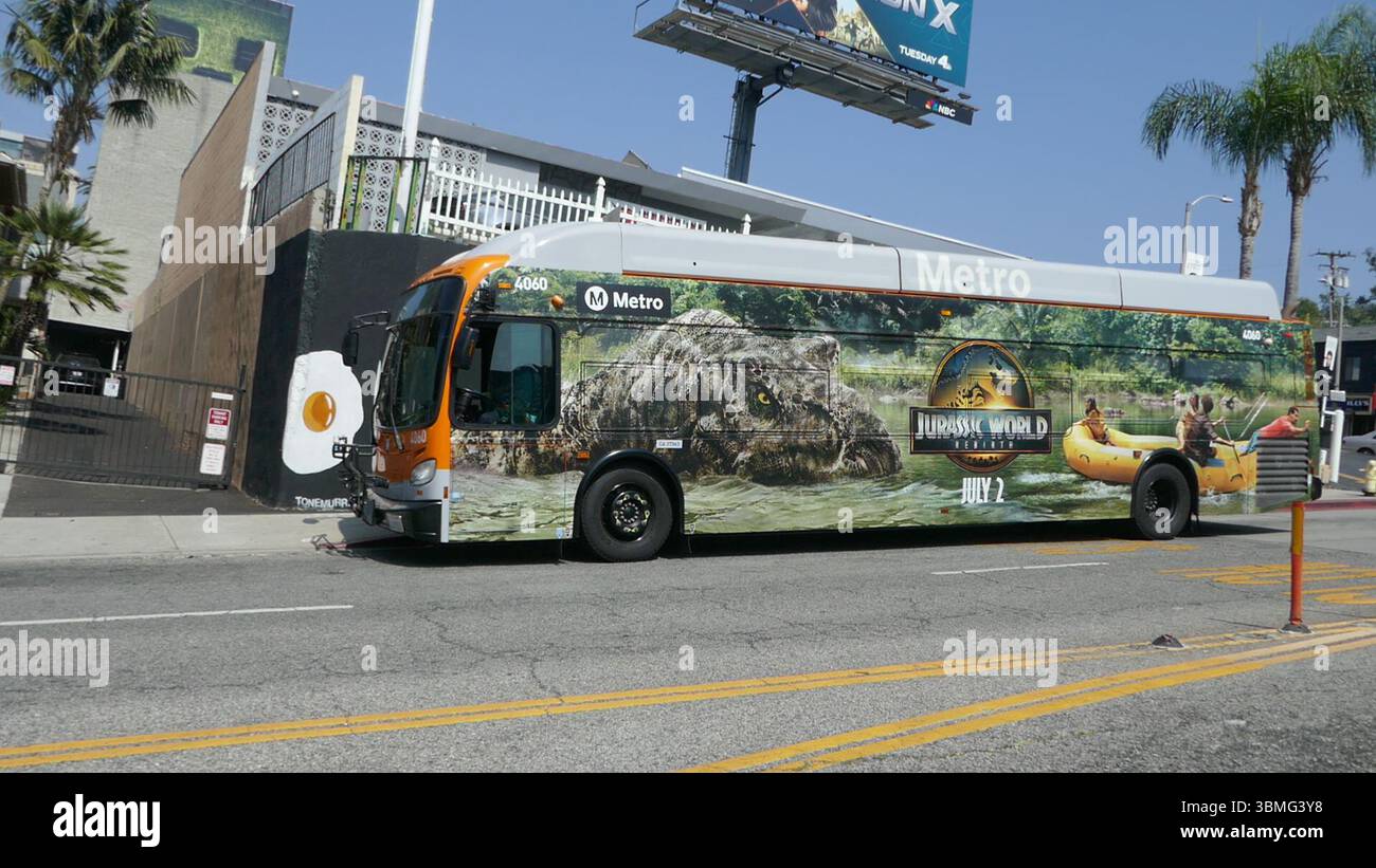 Los Angeles, California, USA 26th June 2025 Jurassic World Rebirth Bus ...