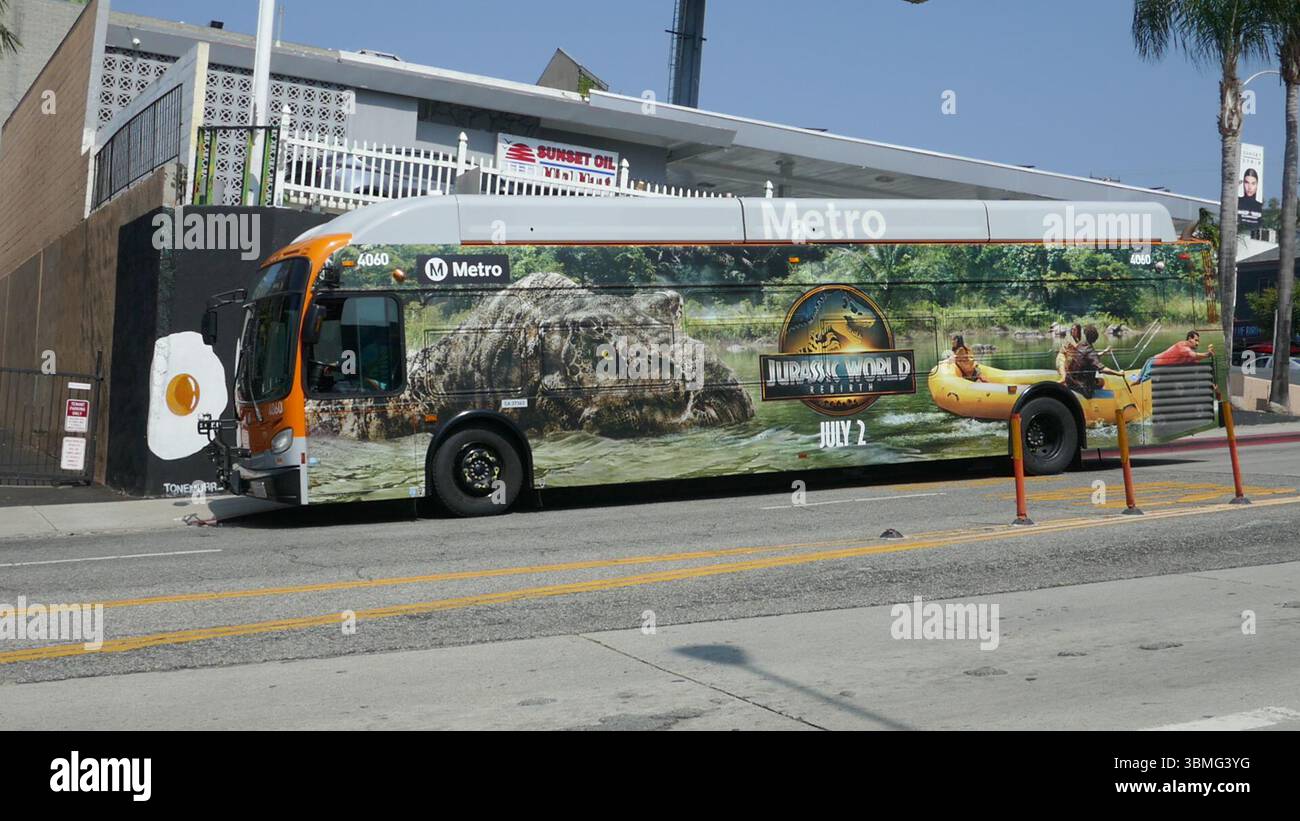 Los Angeles, California, USA 26th June 2025 Jurassic World Rebirth Bus ...