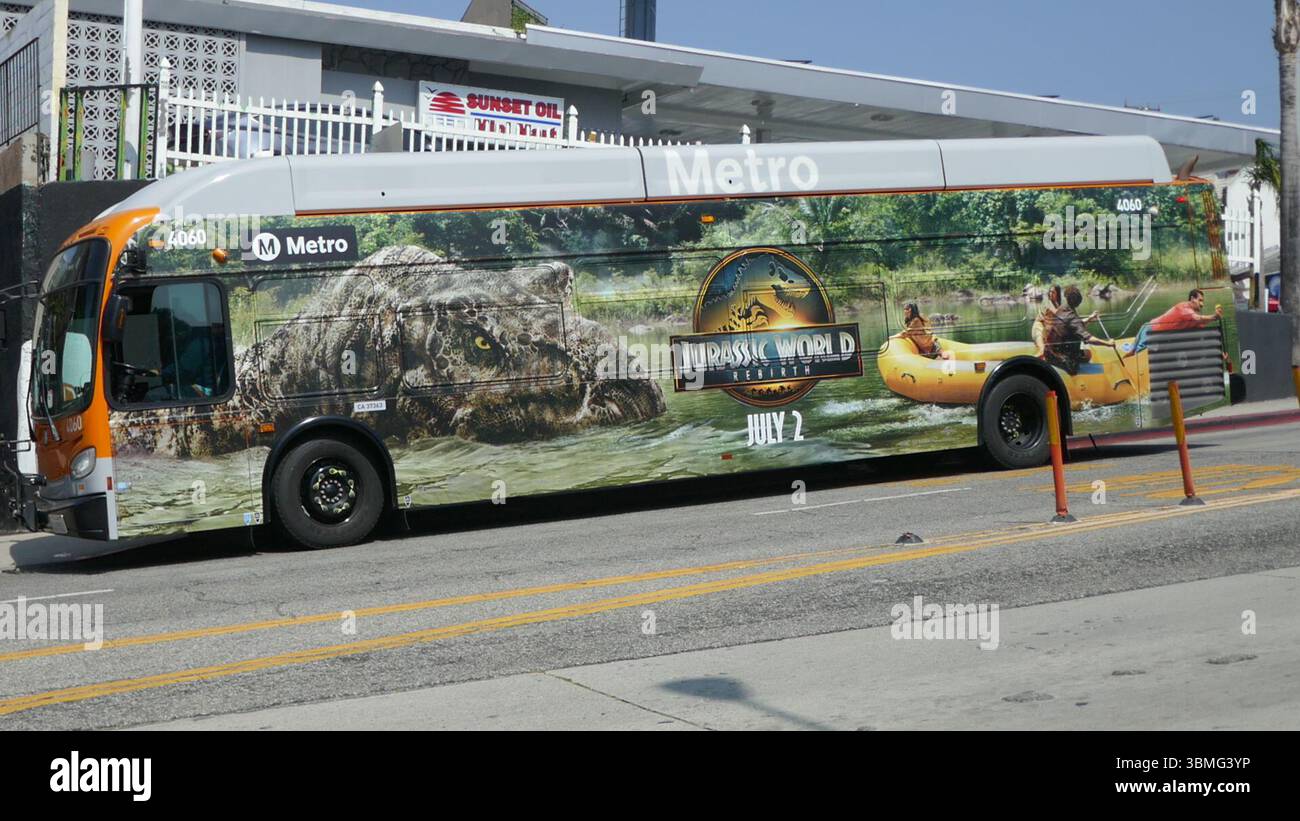 Los Angeles, California, USA 26th June 2025 Jurassic World Rebirth Bus ...