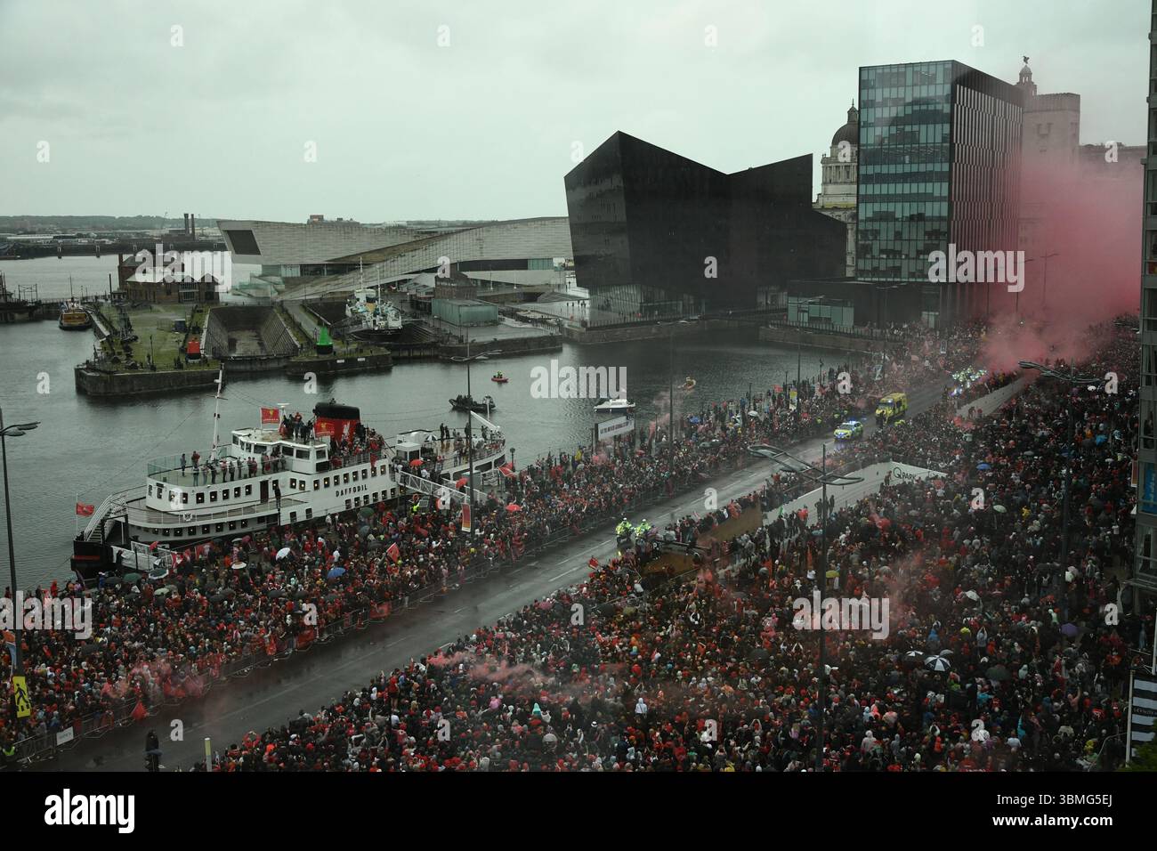 Liverpool FC parade the 2025 Premier League Trophy through the Albert ...