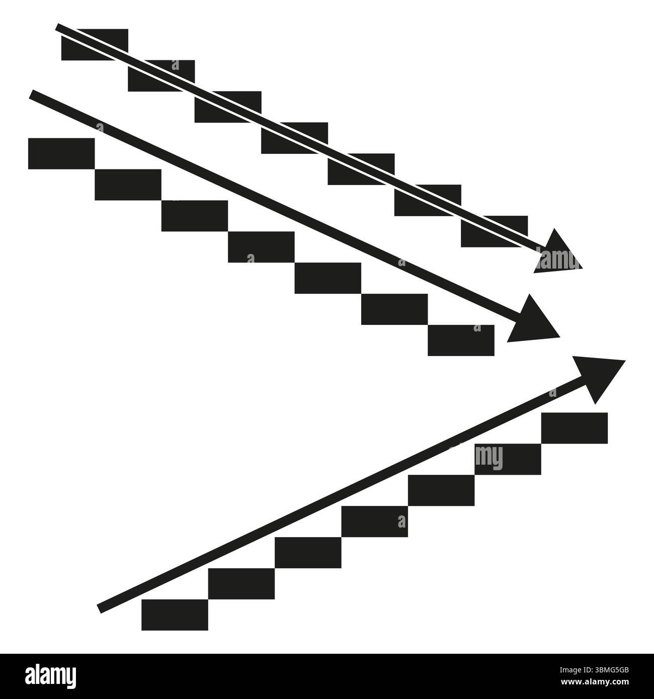 Arrow step icon. Gradual rise symbol. Black line illustration. Vector ...