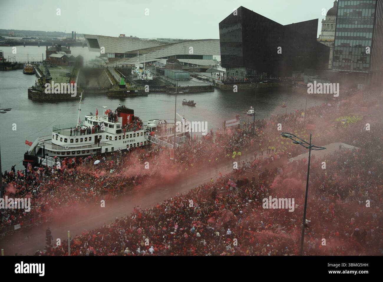 Liverpool FC parade the 2025 Premier League Trophy through the Albert ...