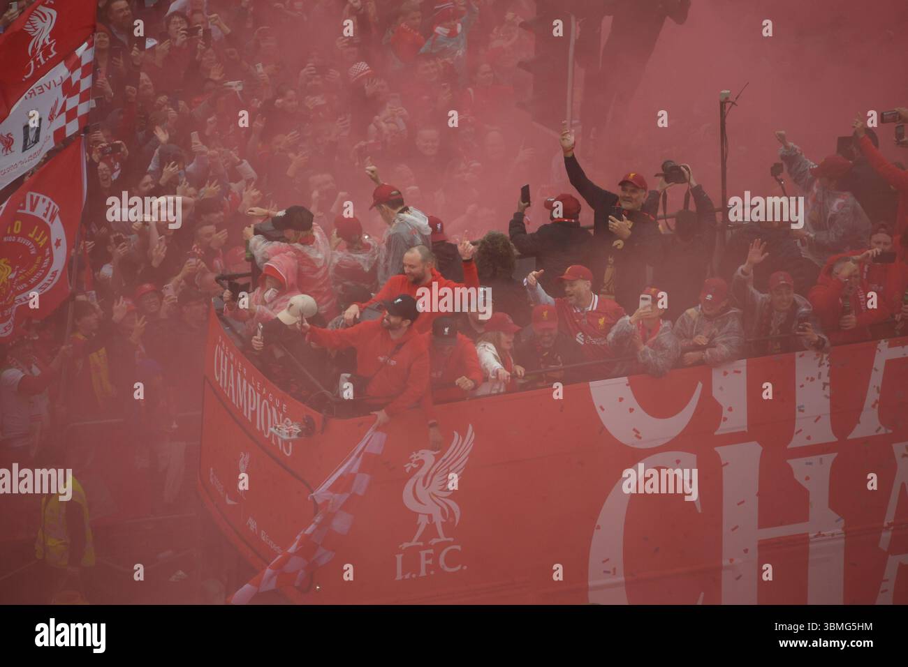 Liverpool FC parade the 2025 Premier League Trophy through the Albert ...