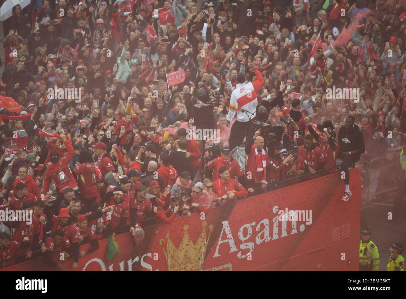 Liverpool FC parade the 2025 Premier League Trophy through the Albert ...