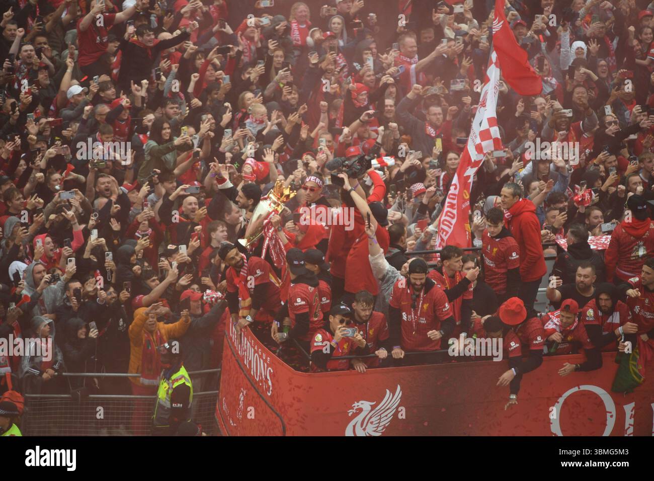 Liverpool FC parade the 2025 Premier League Trophy through the Albert ...