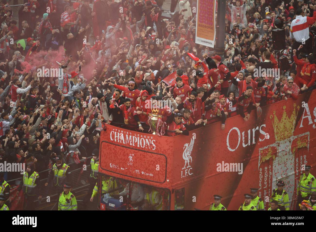 Liverpool FC parade the 2025 Premier League Trophy through the Albert ...
