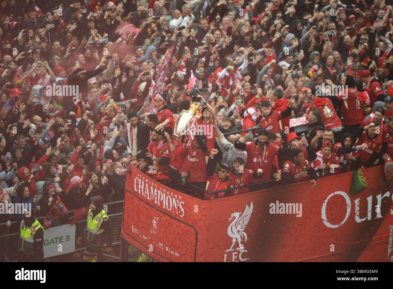 Liverpool FC parade the 2025 Premier League Trophy through the Albert ...