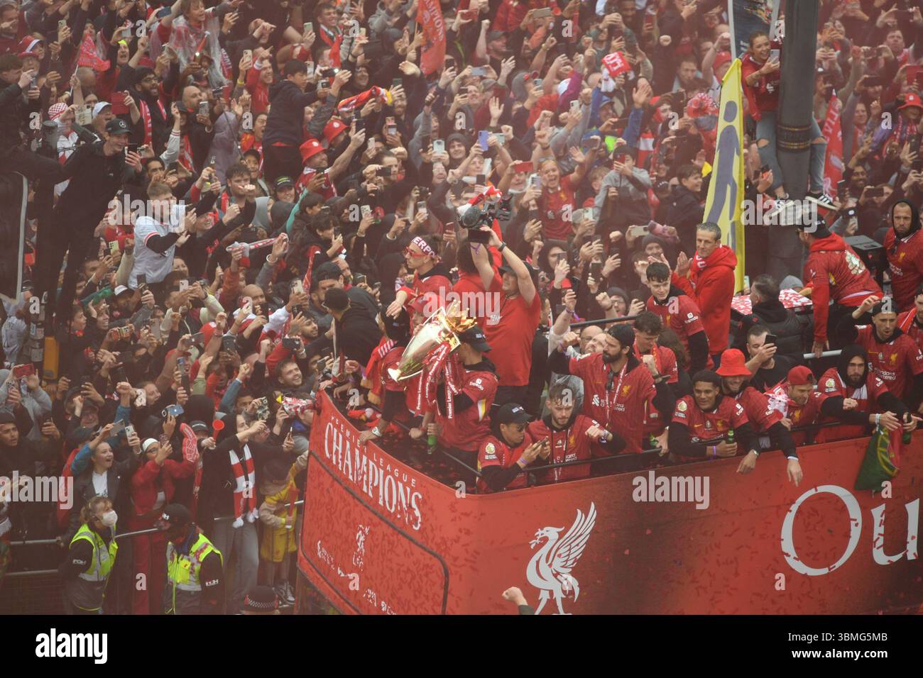 Liverpool FC parade the 2025 Premier League Trophy through the Albert ...