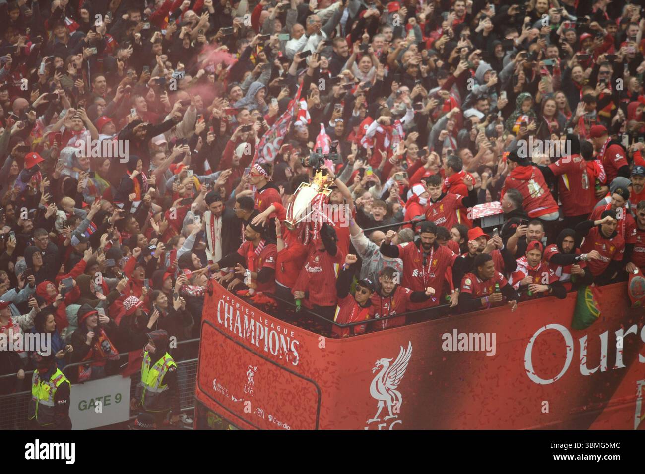 Liverpool FC parade the 2025 Premier League Trophy through the Albert ...