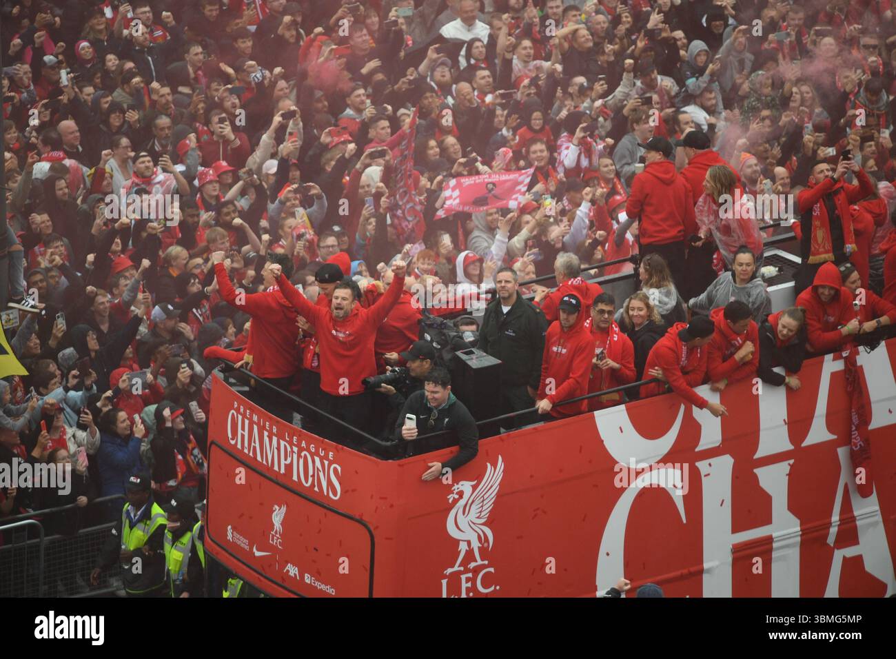 Liverpool FC parade the 2025 Premier League Trophy through the Albert ...