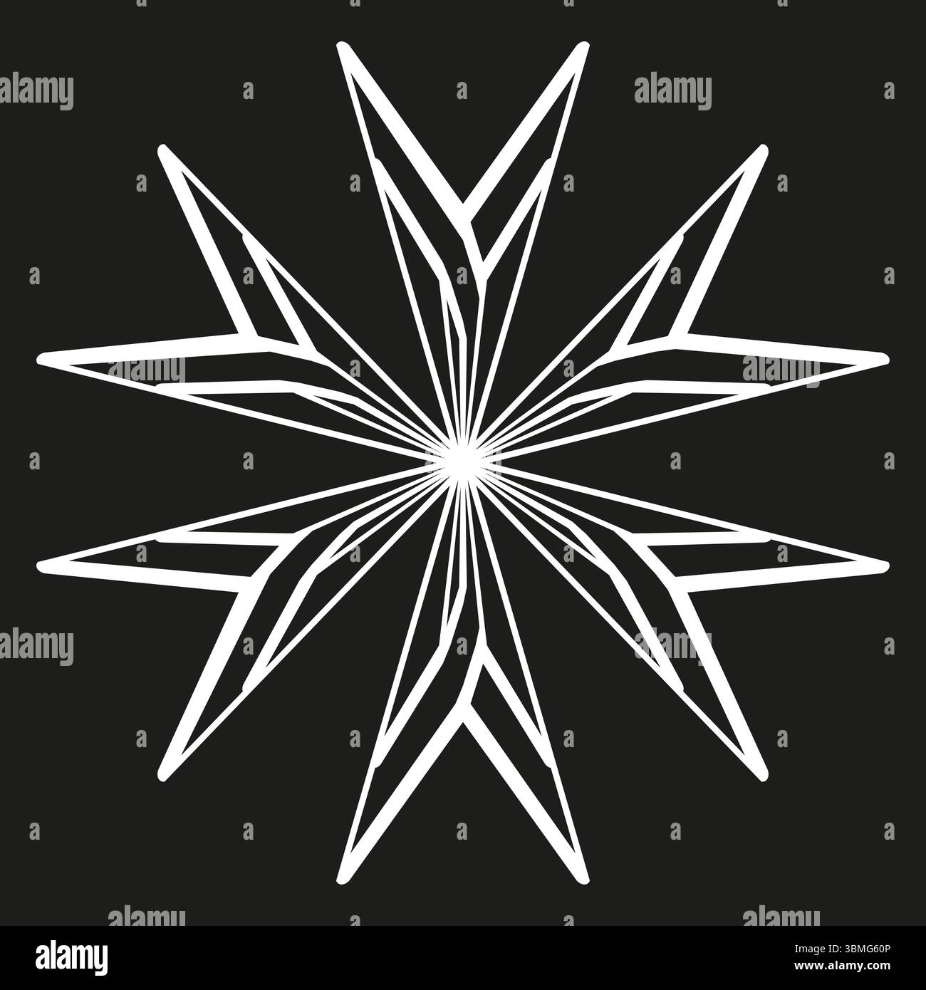 Star outline form. Radial line explosion. Geometric starburst shape ...