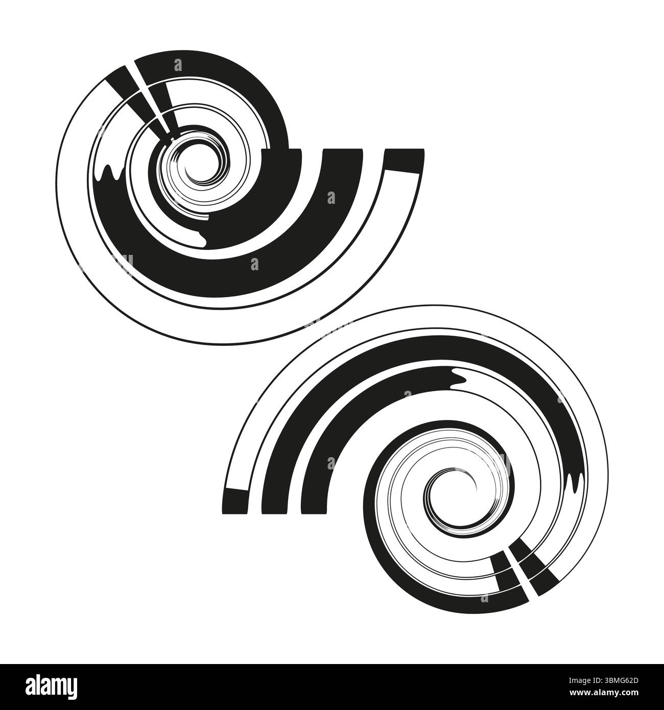 Dynamic spiral object. Abstract fluid shape. Curved motion element. Vector vortex illustration ...