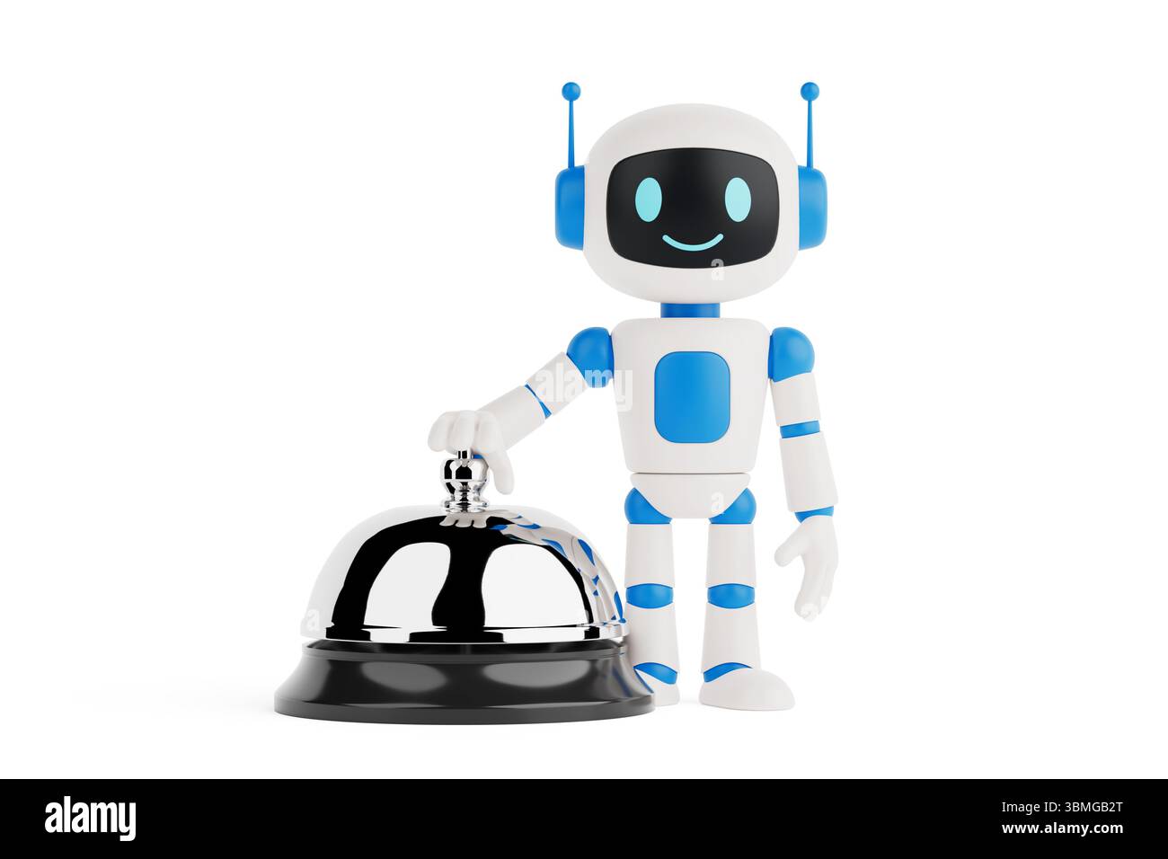 Customer Support Automation Concept. Friendly AI Robot Pressing Service ...