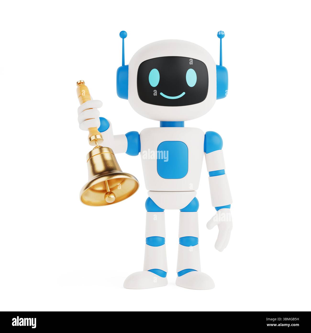 Education And Alert Concept. Cute Friendly AI Robot Mascot Holding ...