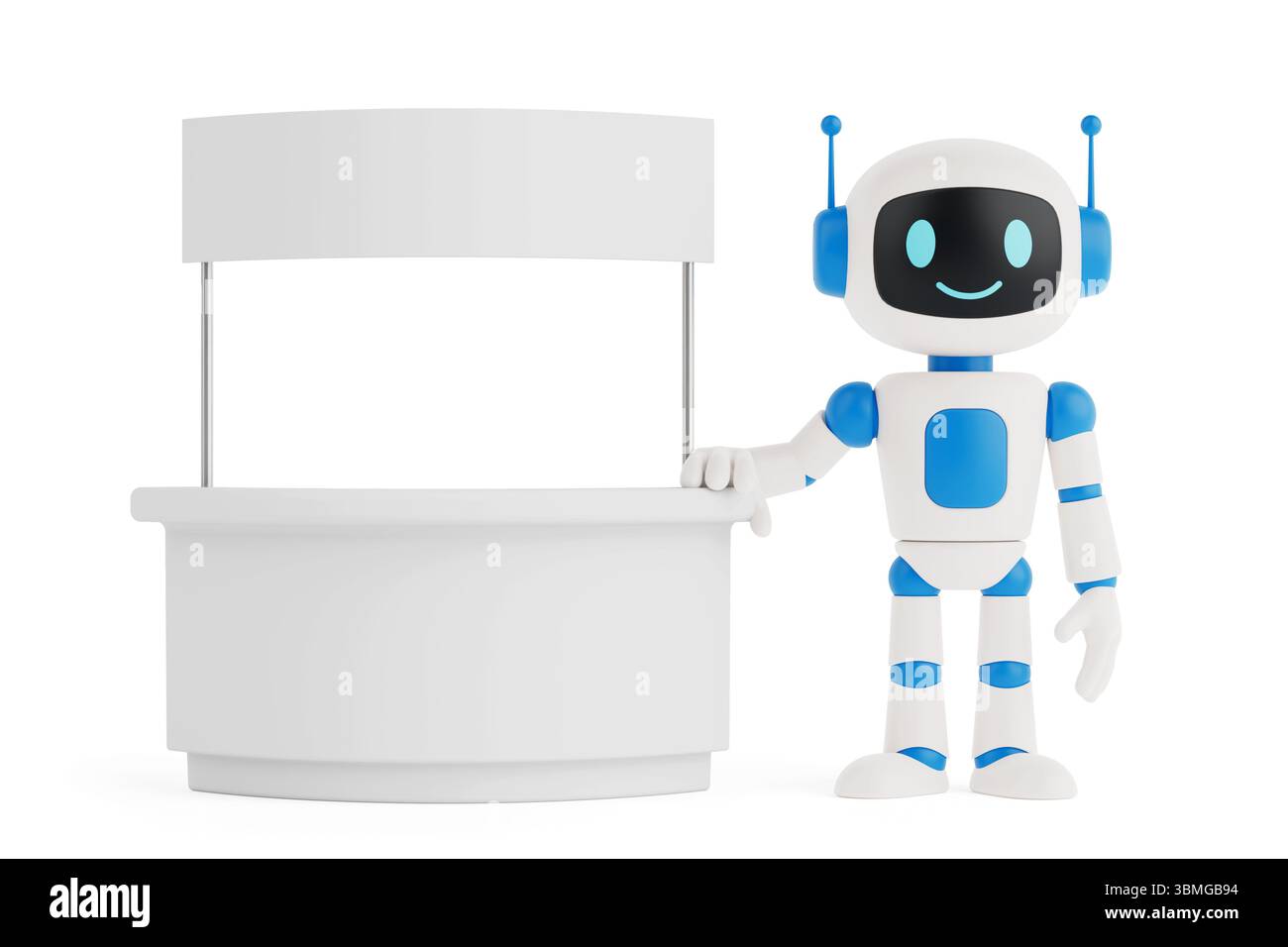 AI Marketing And Promotion Concept. Friendly AI Robot Standing Next To ...