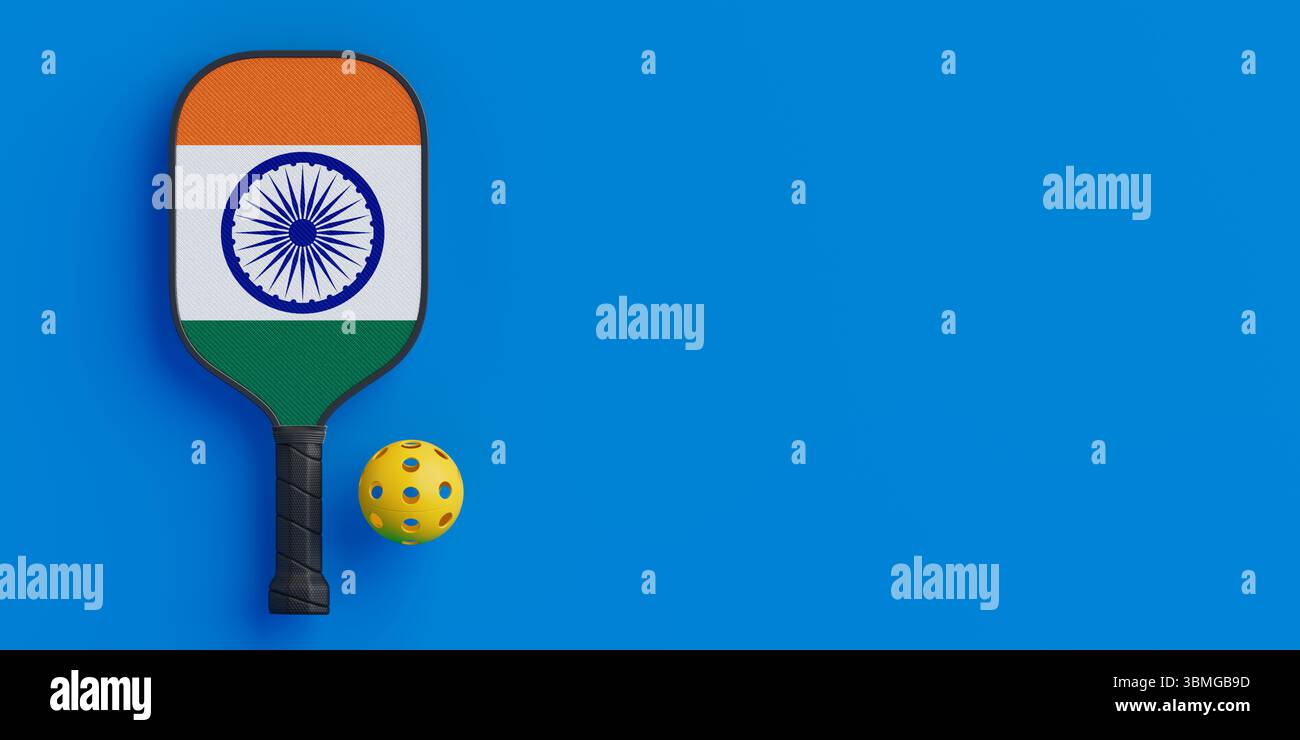 Indian Sports Spirit Concept. Pickleball Paddle With India Flag And ...