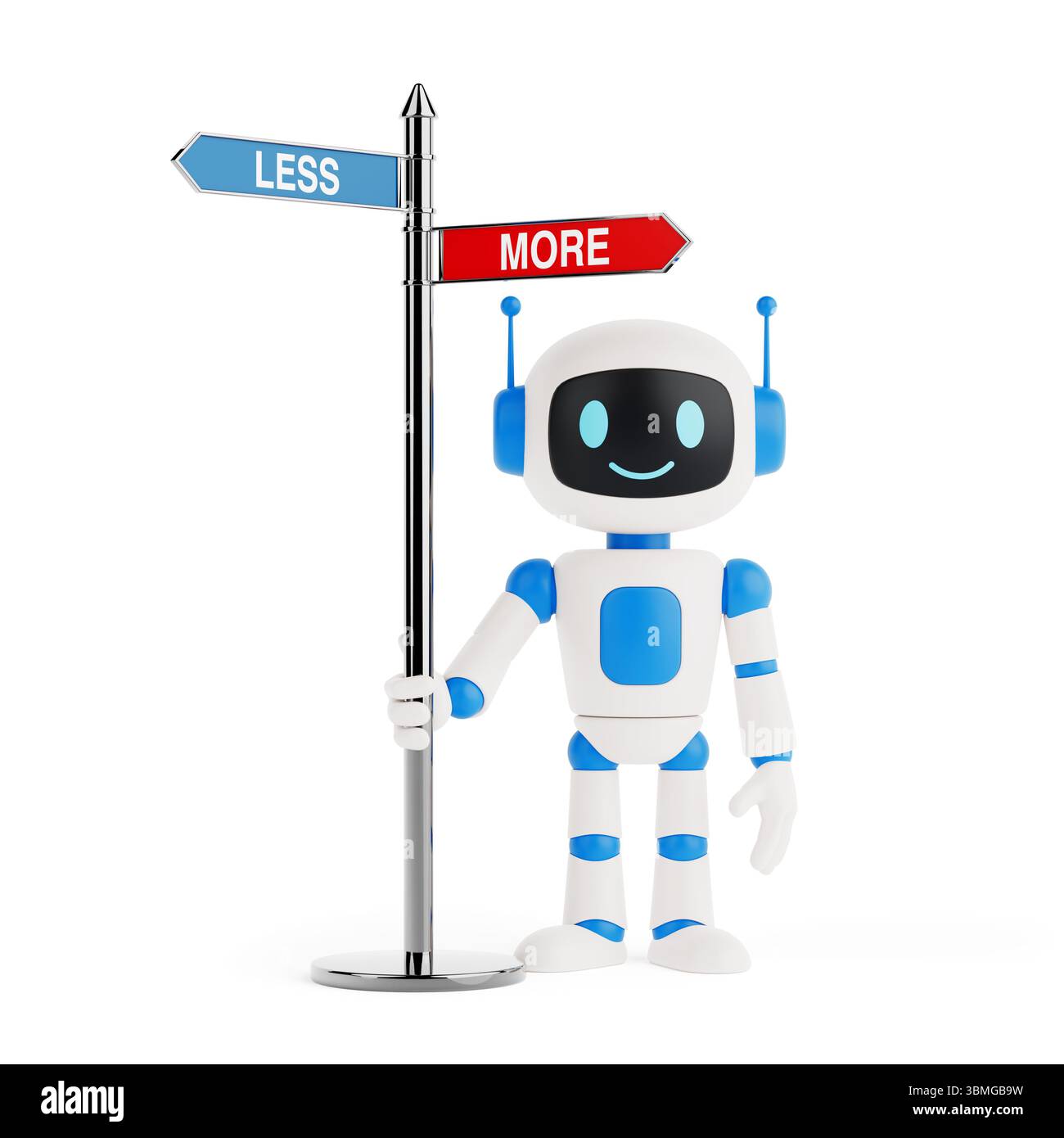 Decision Making Concept. Cheerful AI Robot Holding Direction Signpost ...