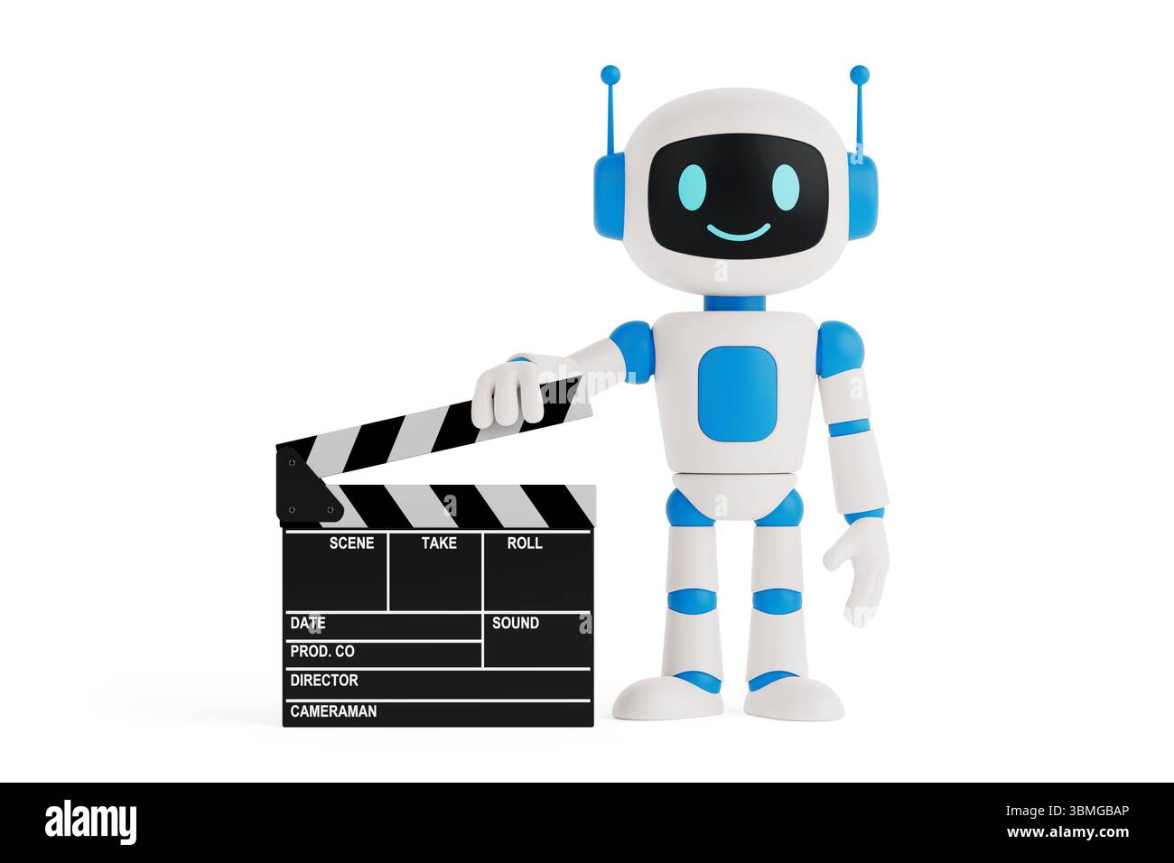 Cybersecurity Protection Concept. Smiling AI Robot Holding Red Shield ...