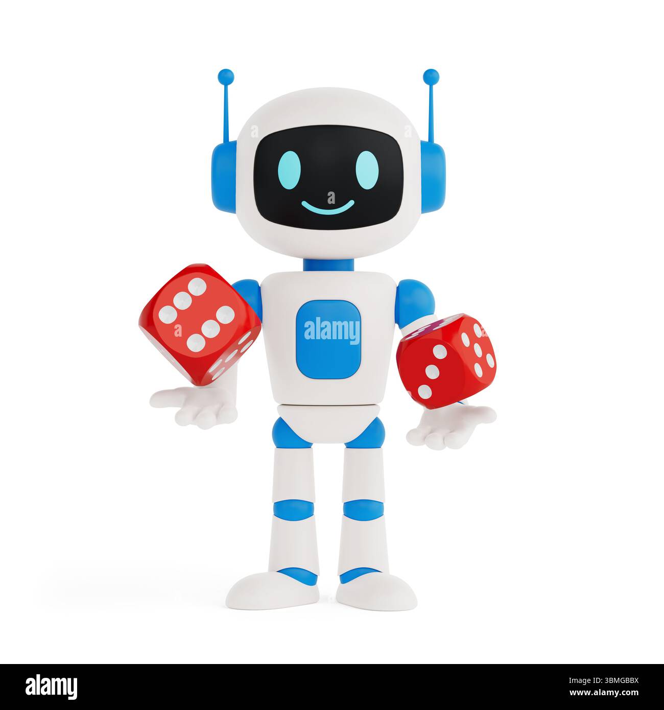 Chance And Decision Making Concept. Cute Friendly AI Robot Mascot ...